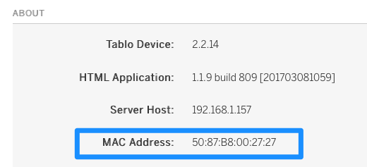 How to find your Tablo's MAC address – Tablo