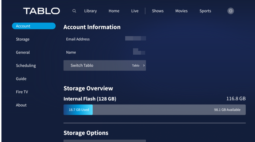 Settings Screen Options for the 4th Generation Tablo – Tablo